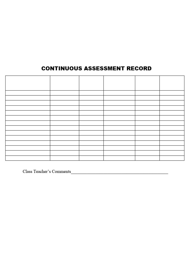 Continuous Assessment Record | PDF
