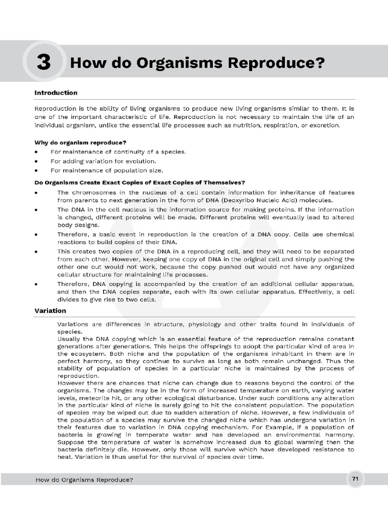 How Do Organisms Reproduce Class 10th Notes | PDF