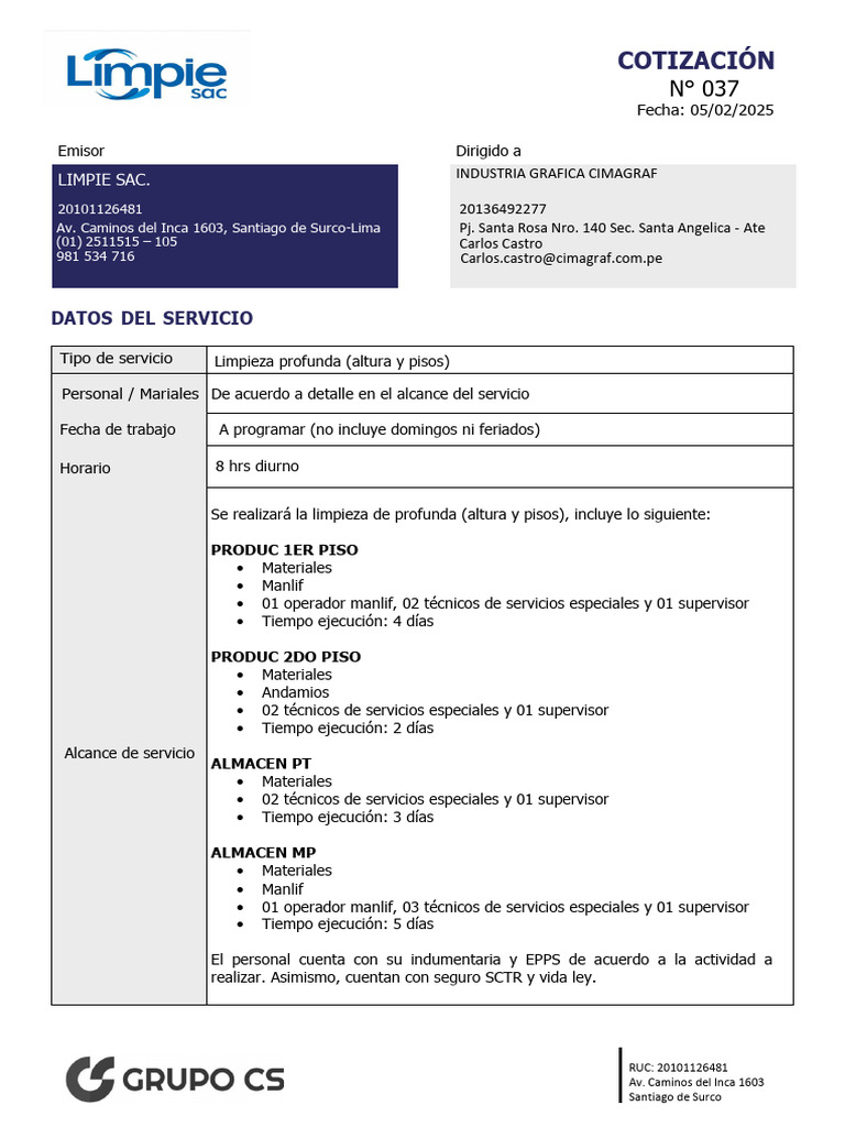 037-050225-Ssee - Serv de Limp Profunda - Cimagraf | PDF