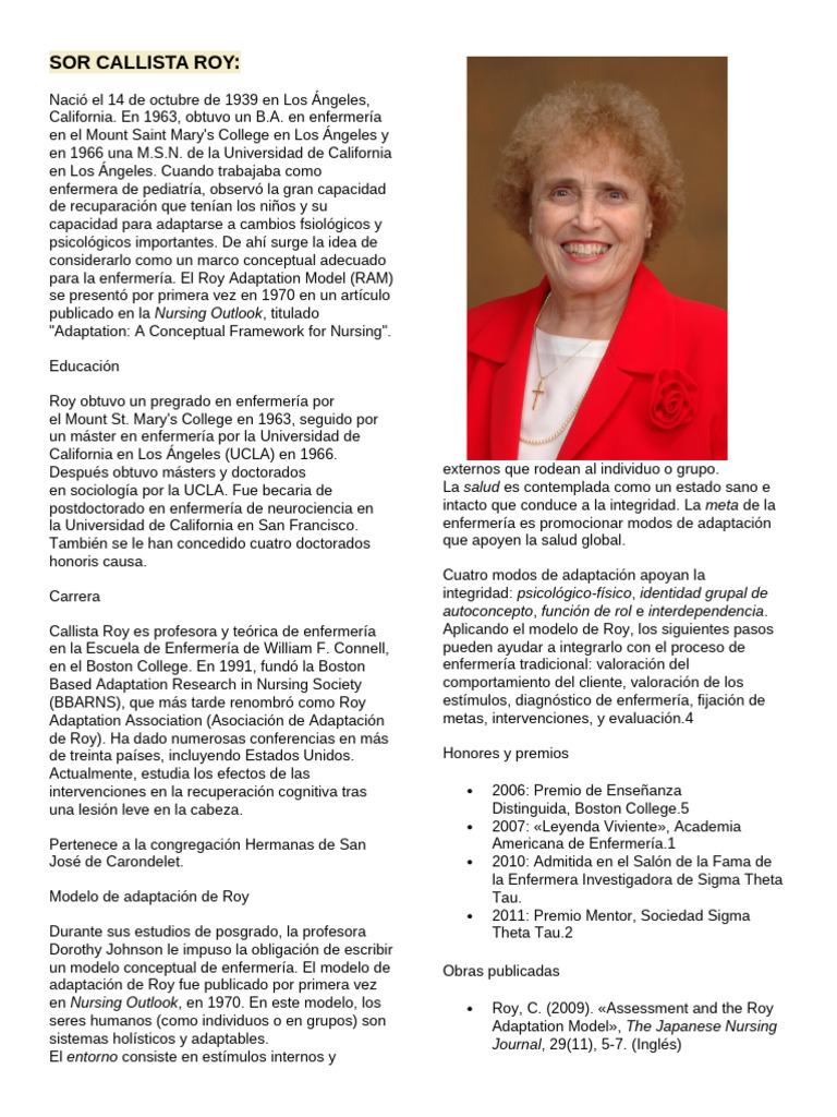 SOR CALLISTA ROY | PDF | Ciencias del comportamiento | Sicología