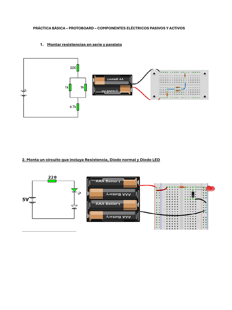 Práctica Básica con Protoboard y LEDs | PDF