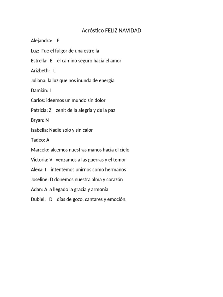 Acróstico Feliz Navidad | PDF