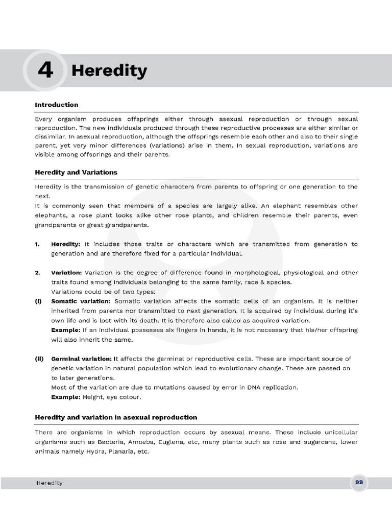 Heridity Class 10th Notes | PDF