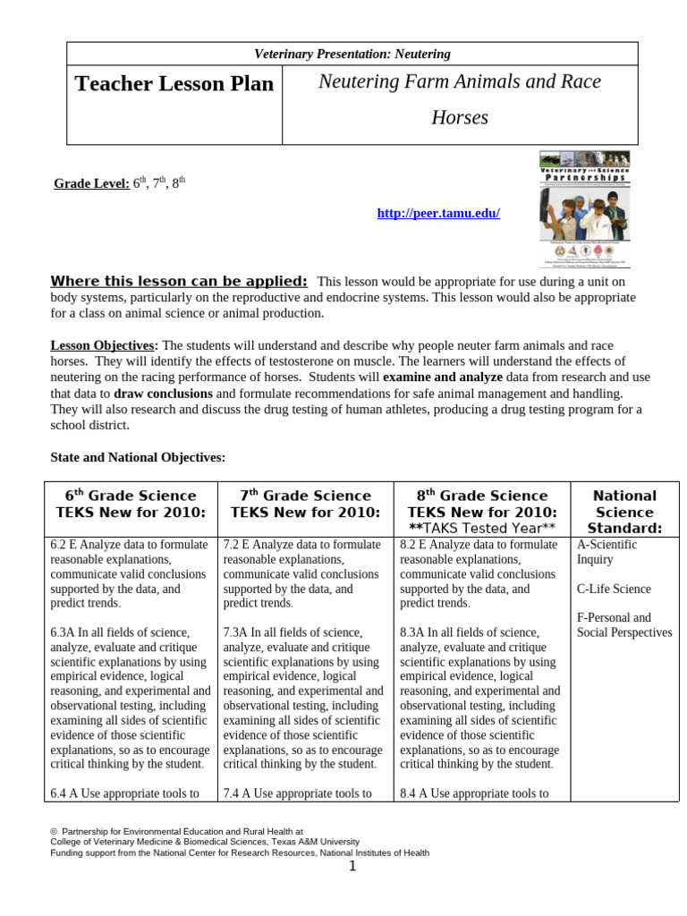Neutering in Animal Science Lessons | PDF | Neutering | Science