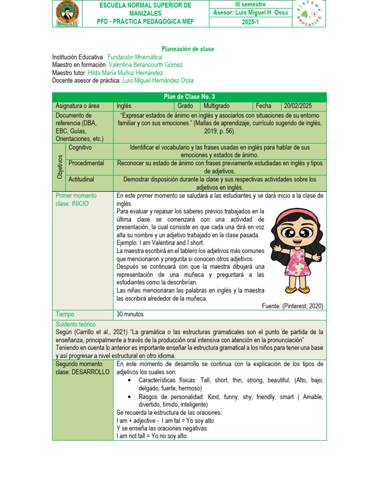 S3. Planeación de Clase Inglés | PDF | Gramática | Plan de estudios