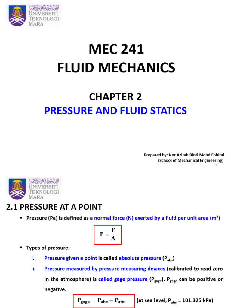 Chapter 2 - Pressure and Fluid Statics | PDF | Buoyancy | Pressure