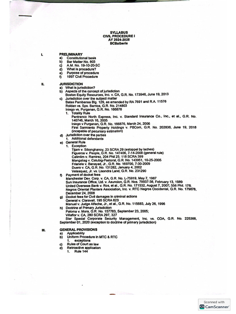 Civ Pro Syllabus | PDF