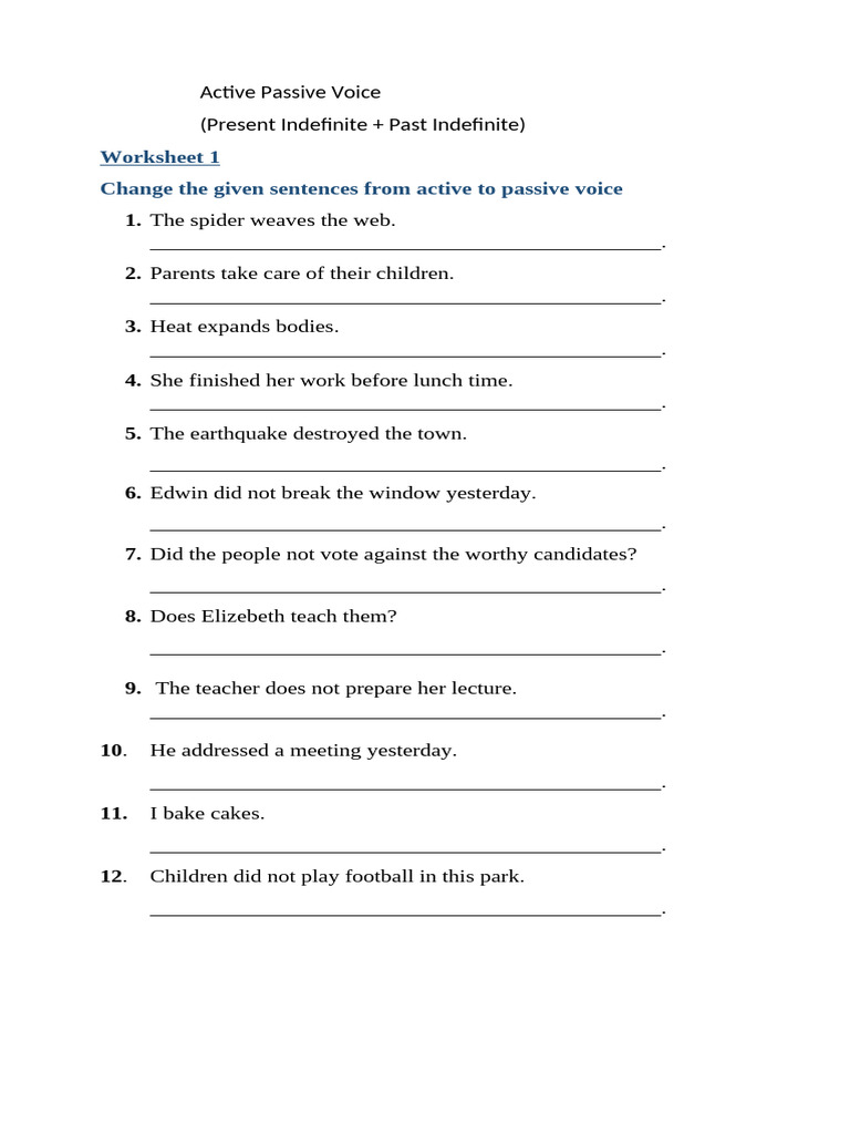 Active to Passive Voice Worksheets | PDF