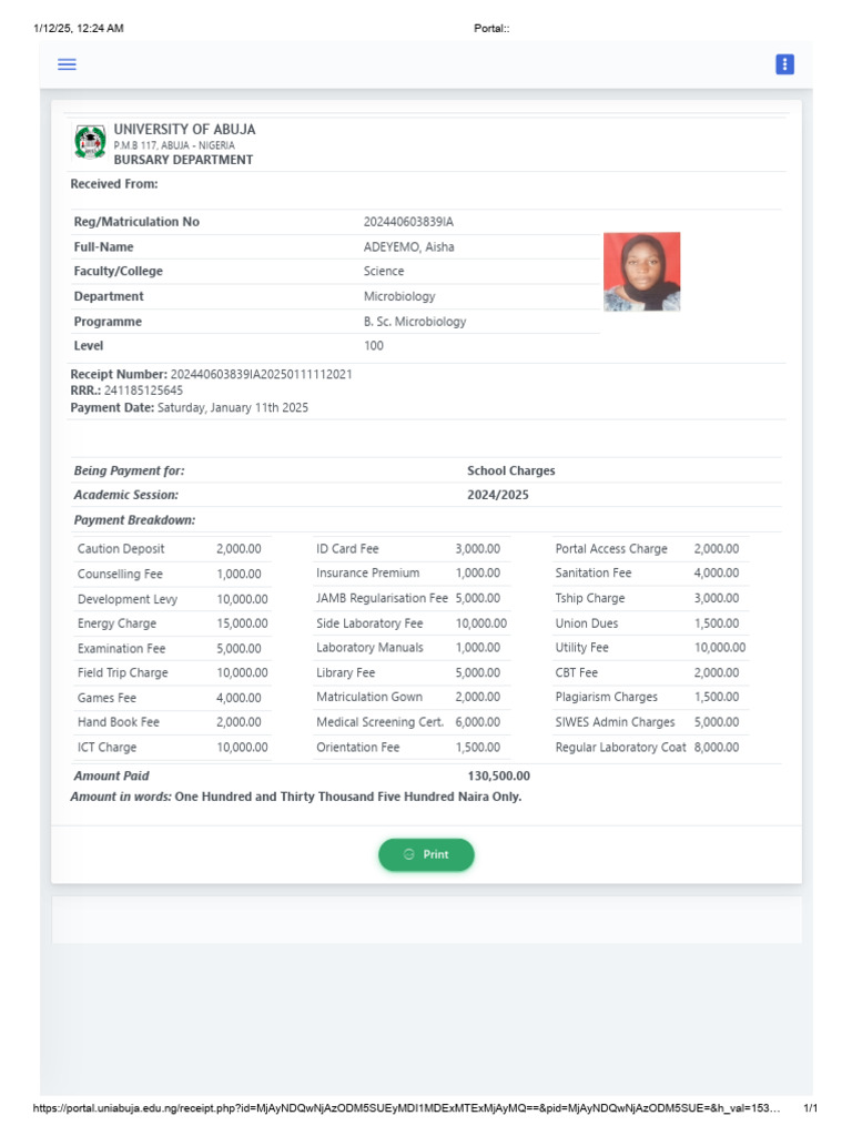 Aisha Scool Fees Receipt | PDF | Payments | Services (Economics)
