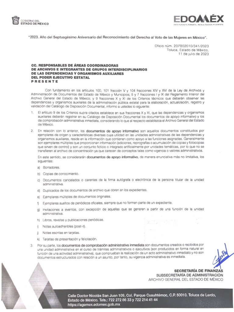 Documentos de Apoyo Informativo y de Comprobacion Administrativa | PDF