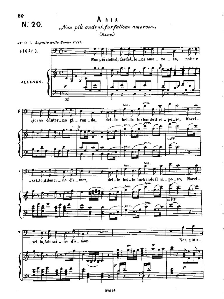 Non Piu Andrai - Mozart - Le Nozze Di Figaro - She - 250211 - 173611 | PDF