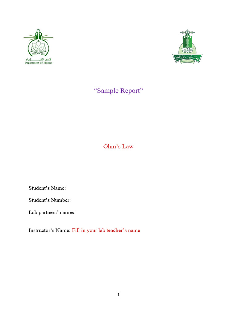 Sample Report | PDF | Resistor | Series And Parallel Circuits
