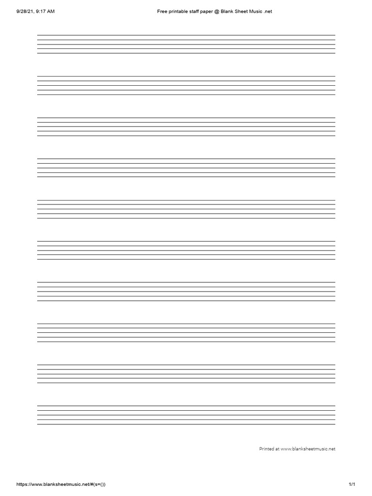 Free Printable Staff Paper 2@ Blank Sheet Music .Net | PDF