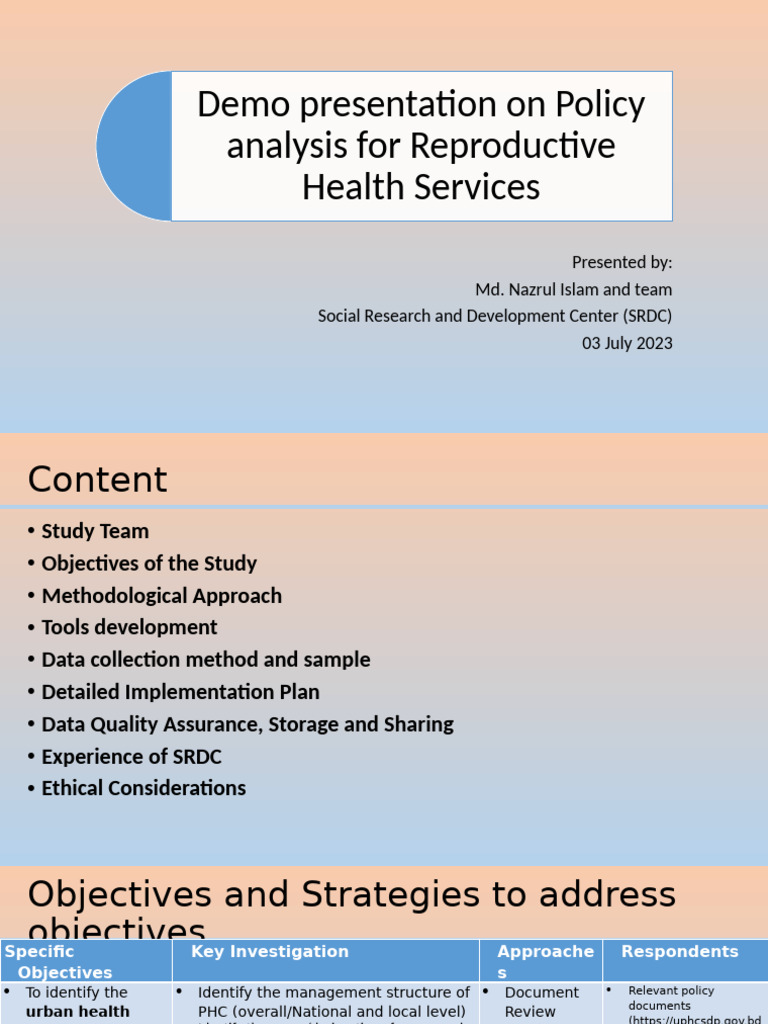 Presentation On The Policy Analysis For Reproductive Health Services | PDF | Program Evaluation ...