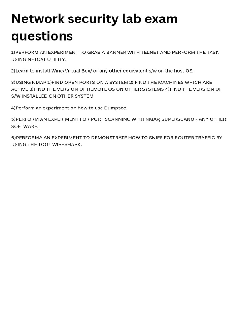 Network Security Lab Exam Questions - 20250129 - 185539 - 0000 | PDF