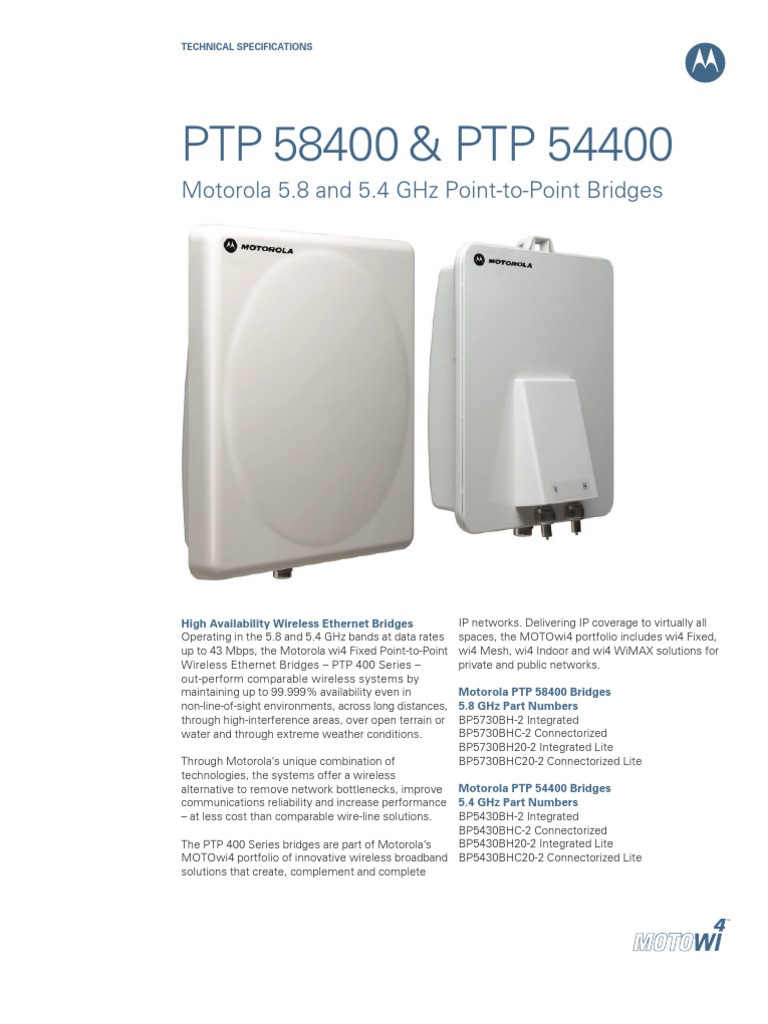 Motorola Canopy Ptp58400 Ptp54400 | Ethernet | Ieee 802.11