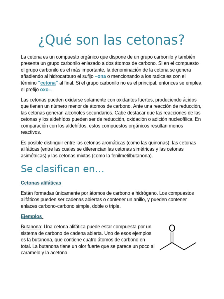 Cetonas: Tipos, Usos y Propiedades | PDF | Cetona | Aldehído