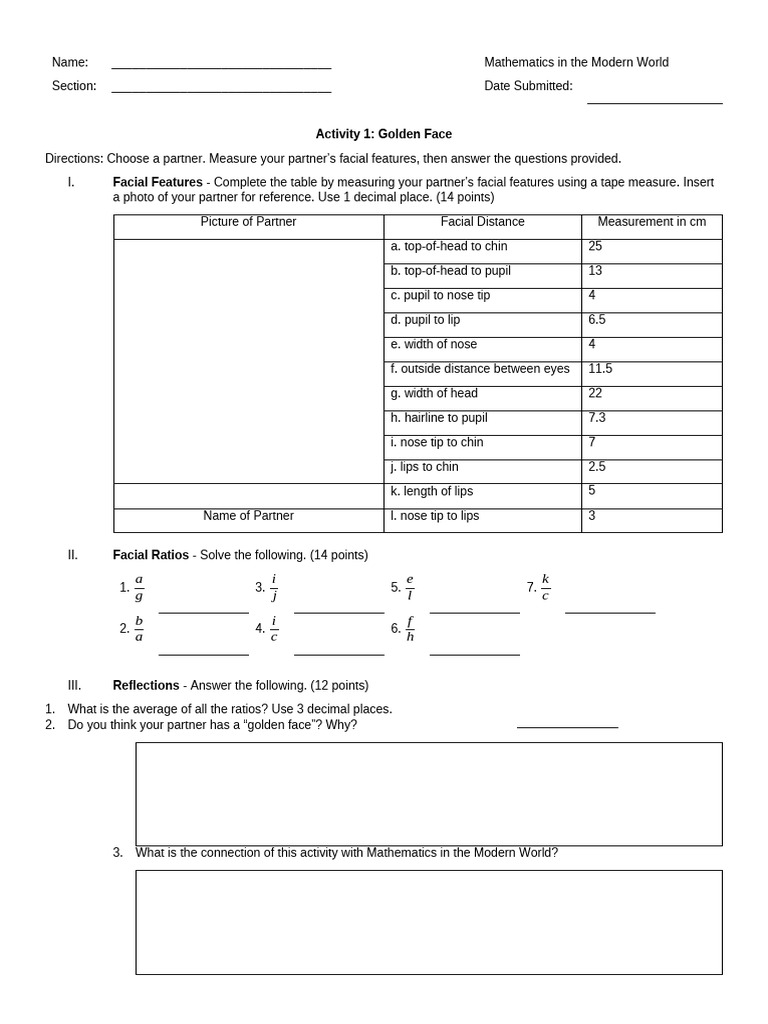 MMW Activity 1 Golden Face | PDF