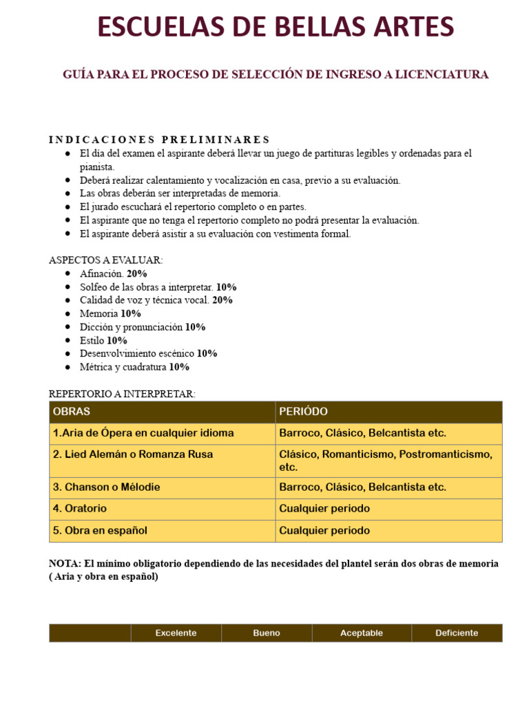 Guía de Ingreso A Licenciatura EBA | PDF | Partituras | Musicología