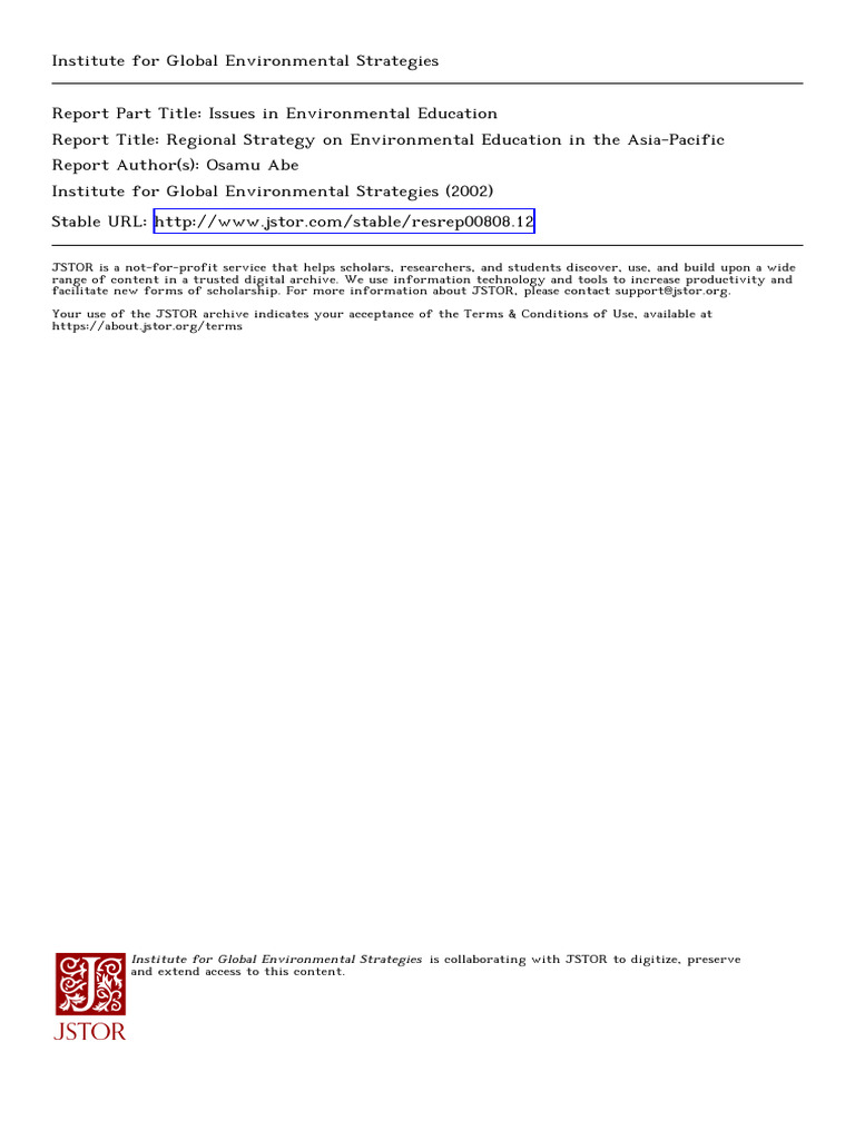 Asia-Pacific Environmental Education Issues | PDF | Sustainability ...