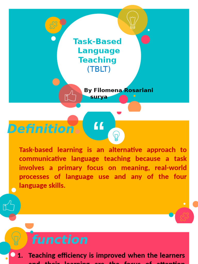 TASK- BASED LANGUAGE TEACHING ( TBLT) By ROSARIANI | PDF | Behavior Modification | Psycholinguistics