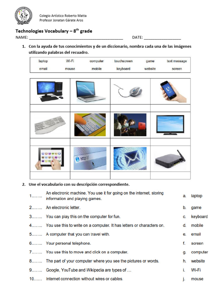 Vocabulario Tecnológico 8º Grado | PDF