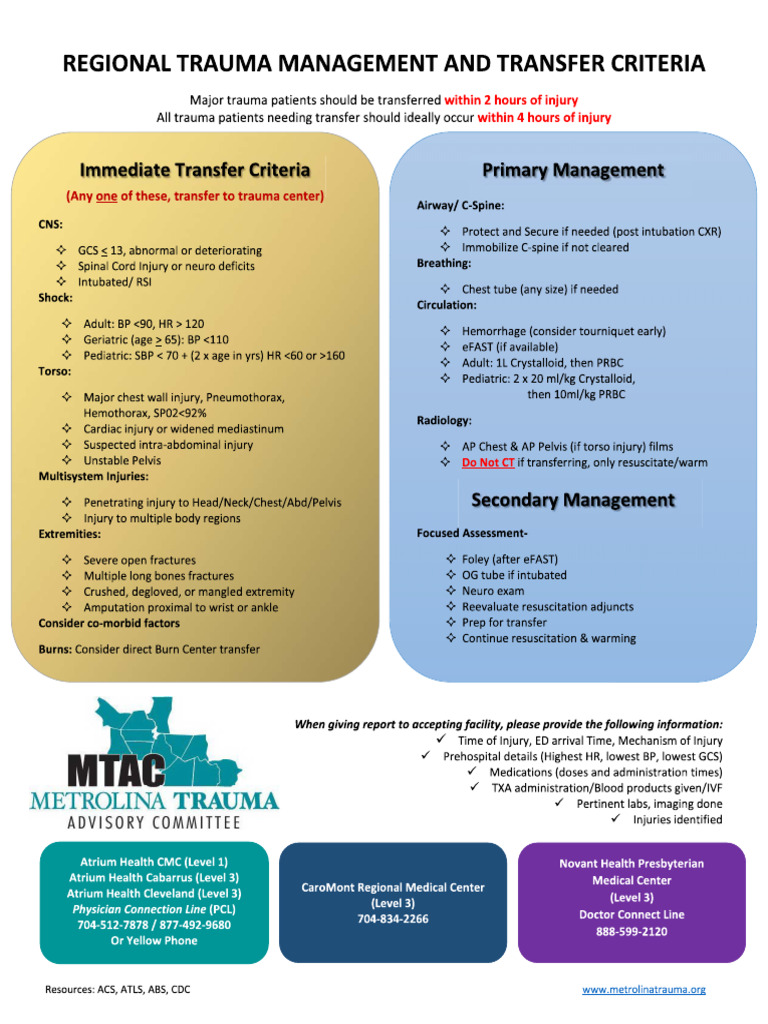 Regional Trauma Management and Transfer Guideline 2019 | PDF