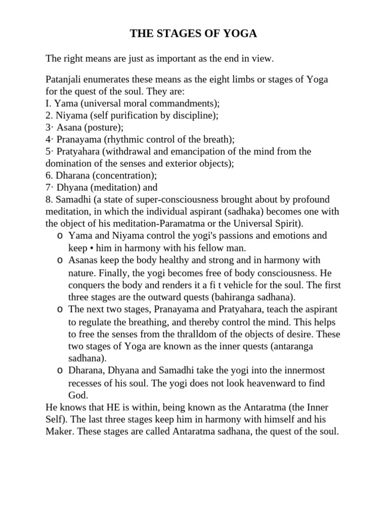 The Stages of Yoga | PDF