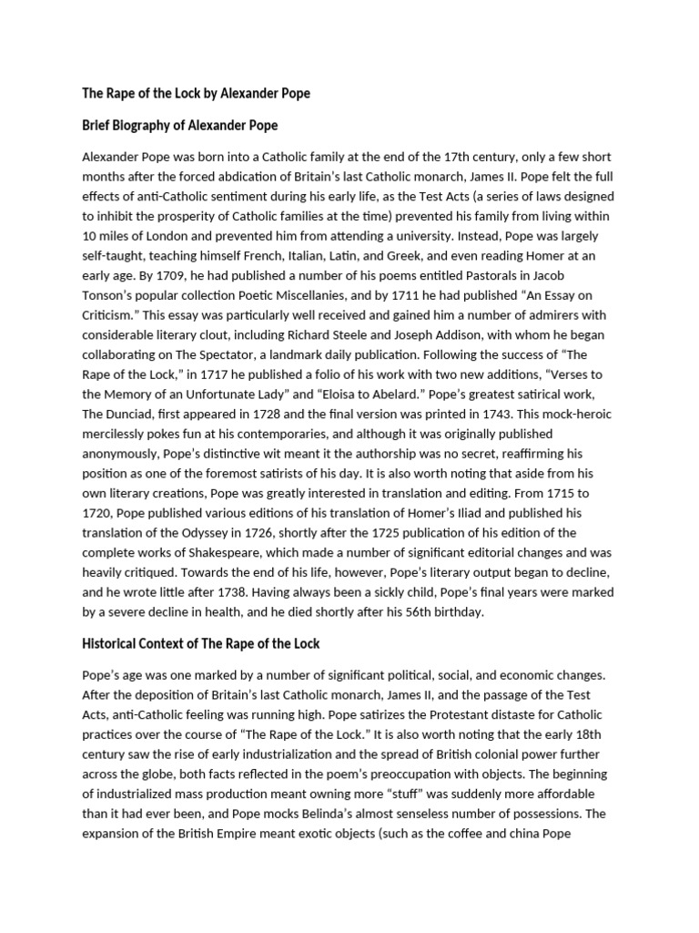 The Rape of The lock-WPS Office | PDF | Alexander Pope