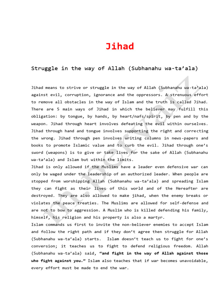 Understanding Jihad: Types and Importance | PDF | Jihad | Muhammad