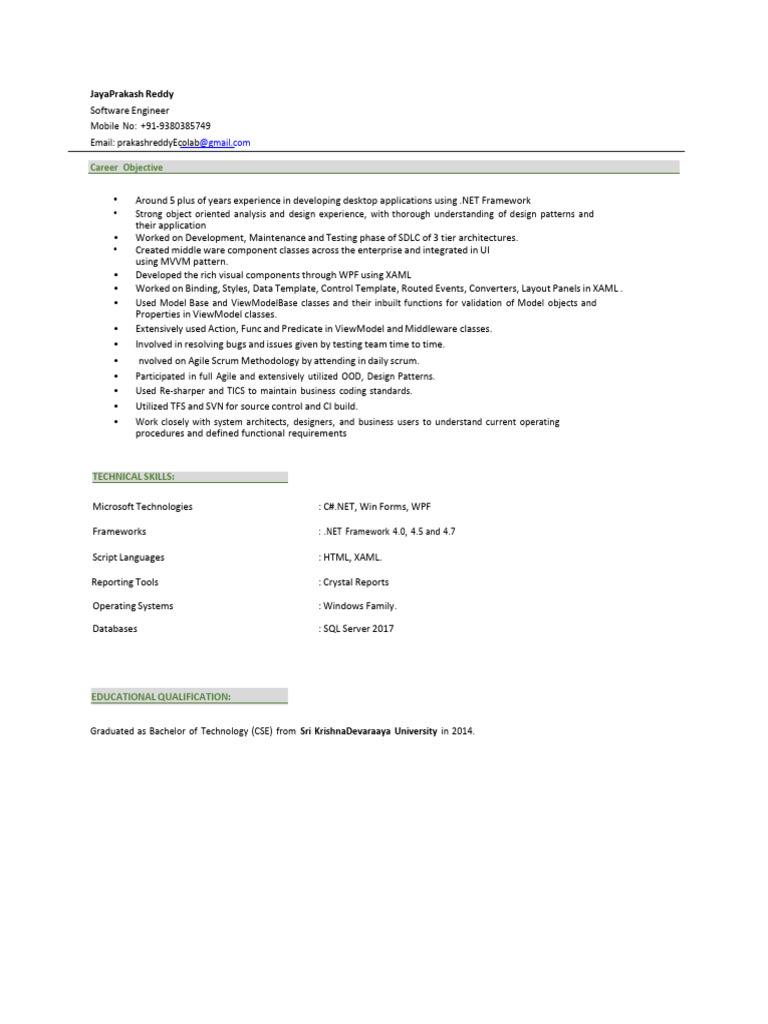 Wpf resume | PDF | Ct Scan | Extensible Application Markup Language