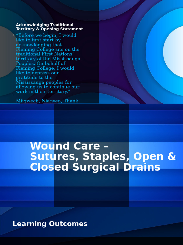 Wound Care & Drain Management Guide | PDF | Surgical Suture | Surgery