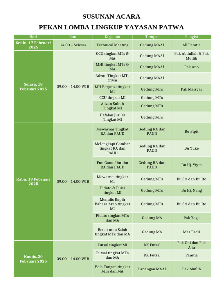 Susunan Acara Pra Imtihan | PDF