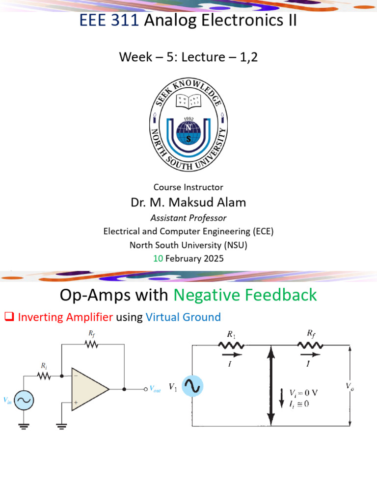 Week 5 Lecture 1,2 - Practical Op-Amps Circuits | PDF