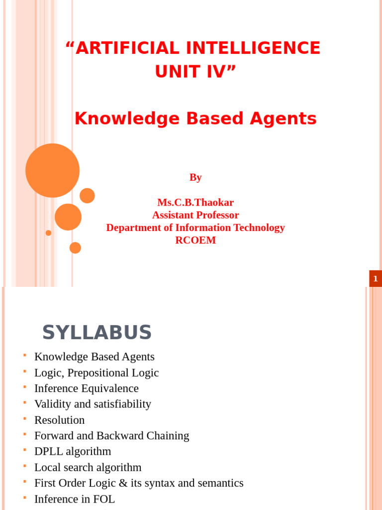 AI Unit4 LogicAgents | PDF | Logic | Logical Consequence