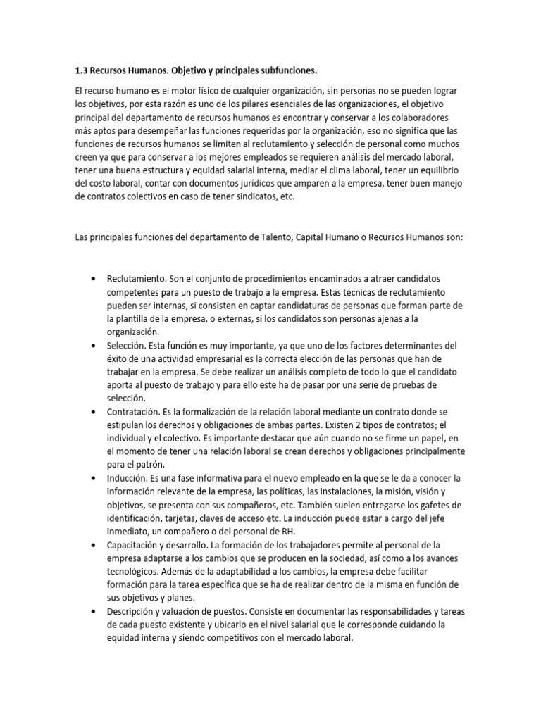 Subfunciones de RH | PDF | Gestión de recursos humanos | Reclutamiento