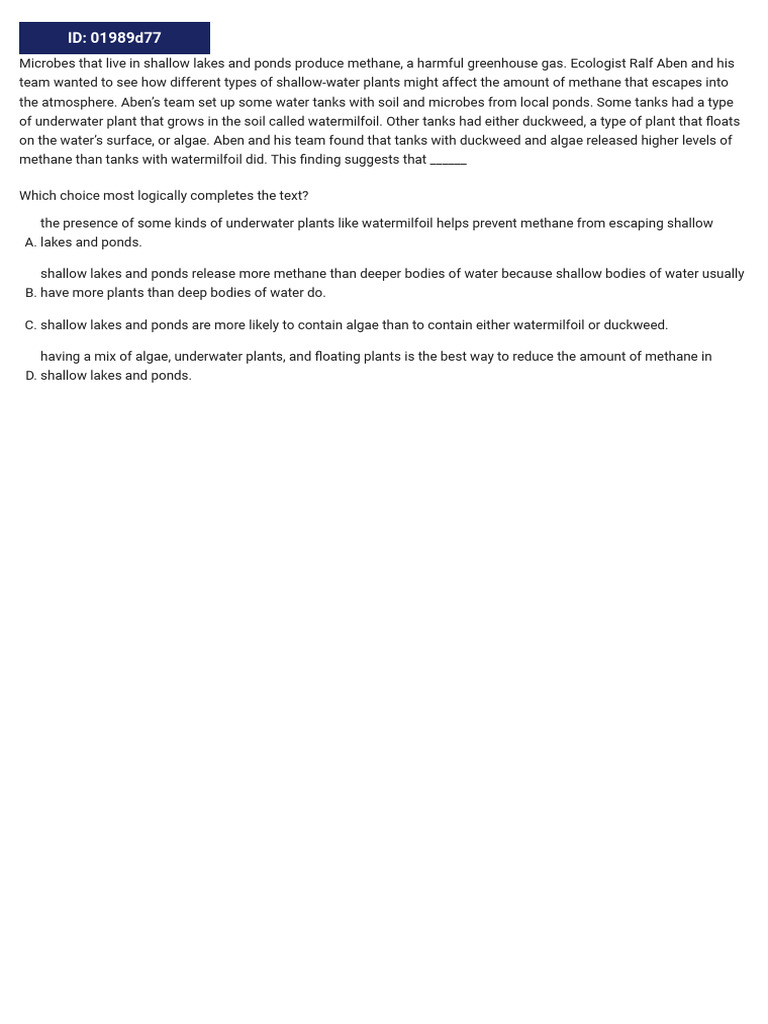 SAT Suite Question Bank - Information and Ideas: Inferences | PDF ...