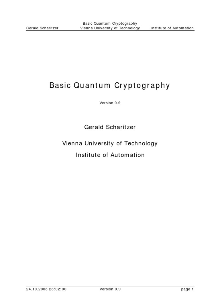 Basic Quantum Cryptography | PDF | Quantum Mechanics | Cryptography