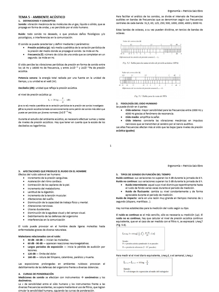 TEMA 5 Ambiente Acústico | PDF | Sonido | Decibel