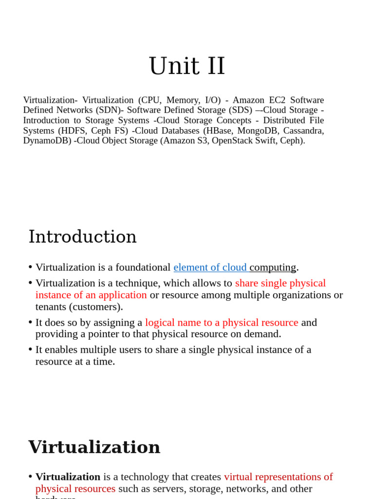 Unit II | PDF | Virtualization | Virtual Machine