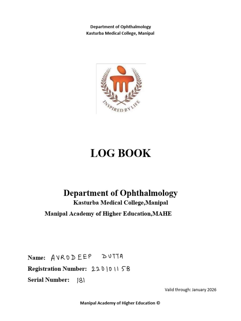 E Log Book Py3 Part 1 2022 NHC Avrodeep Dutta R3o - Compressed | PDF | Ophthalmology | Human Eye