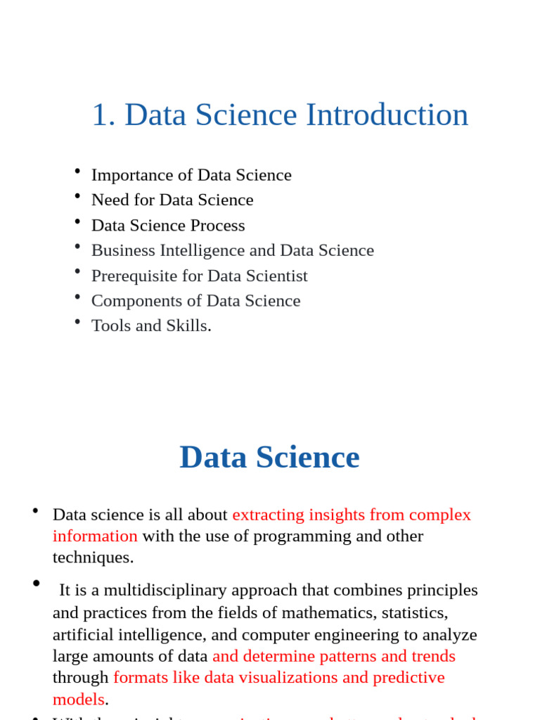 1. Data Science Introduction | PDF | Data Science | Data Analysis