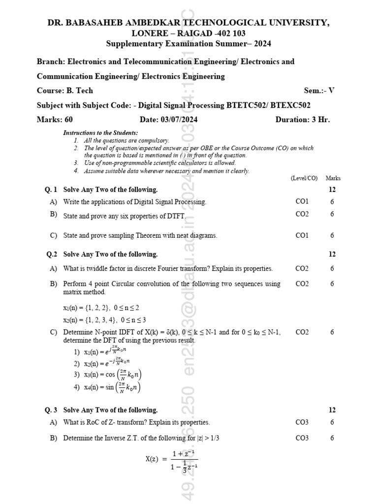 Digital Signal Processing | PDF | Discrete Fourier Transform ...