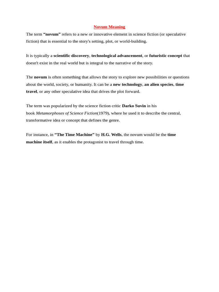 Novum Meaning.. | PDF