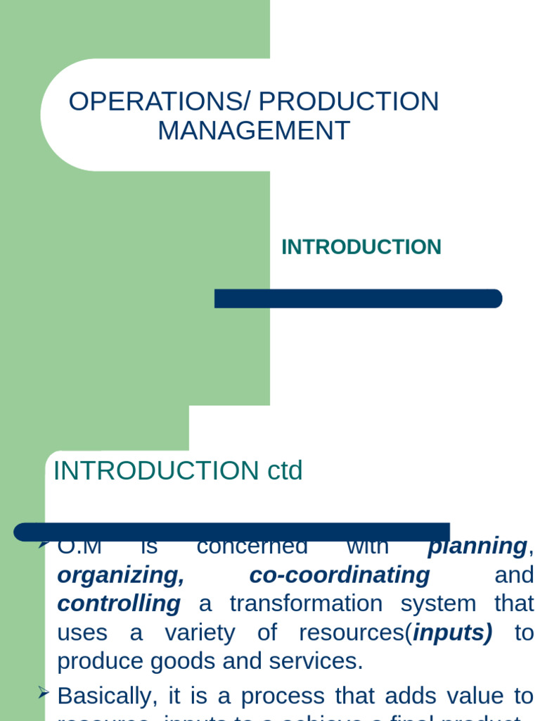 TOPIC 1. Introduction To Operations Management. Final | PDF | System ...