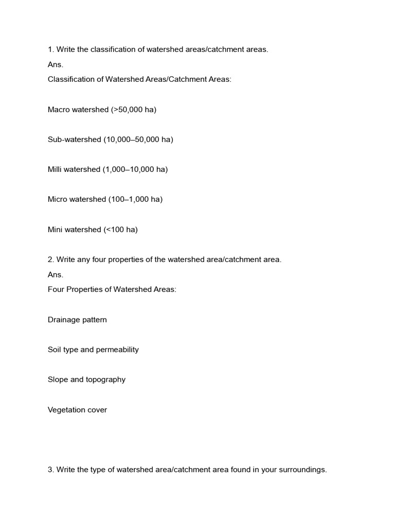 Chapter 3 Watershed Area And Water Types Pdf