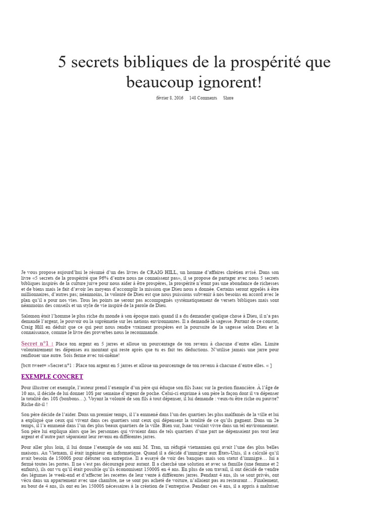 Secrets bibliques de la prospérité | PDF | Dieu | Moïse