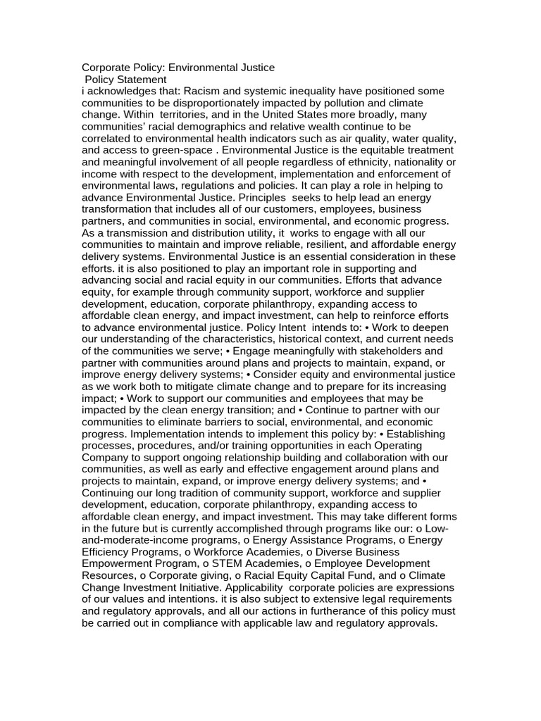 Environmental Justice | PDF | Policy | Equity (Economics)