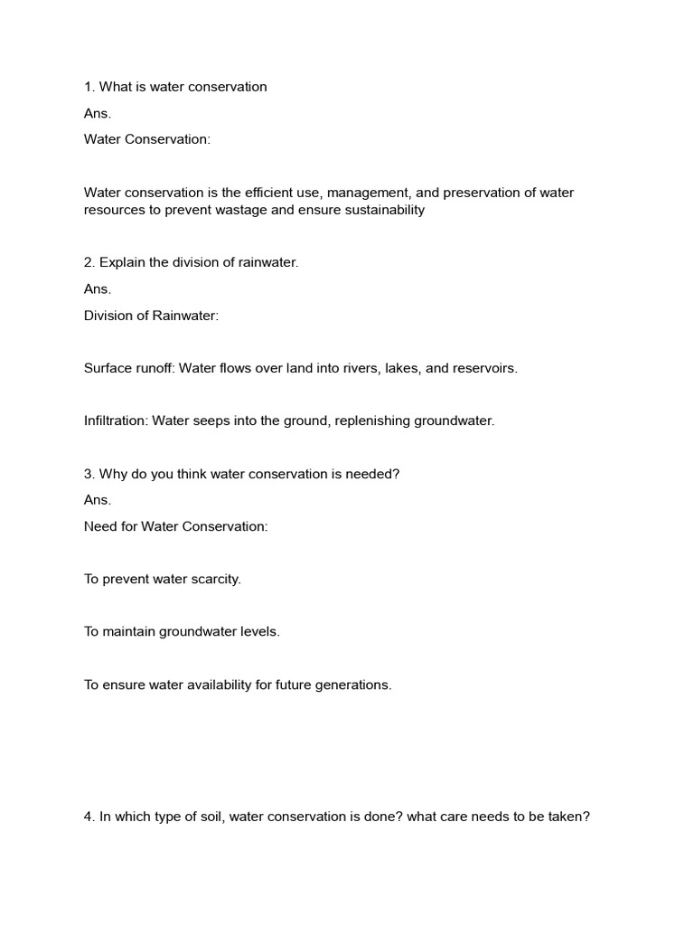 Chapter. 2 Concept of Water Conservation Answer | PDF