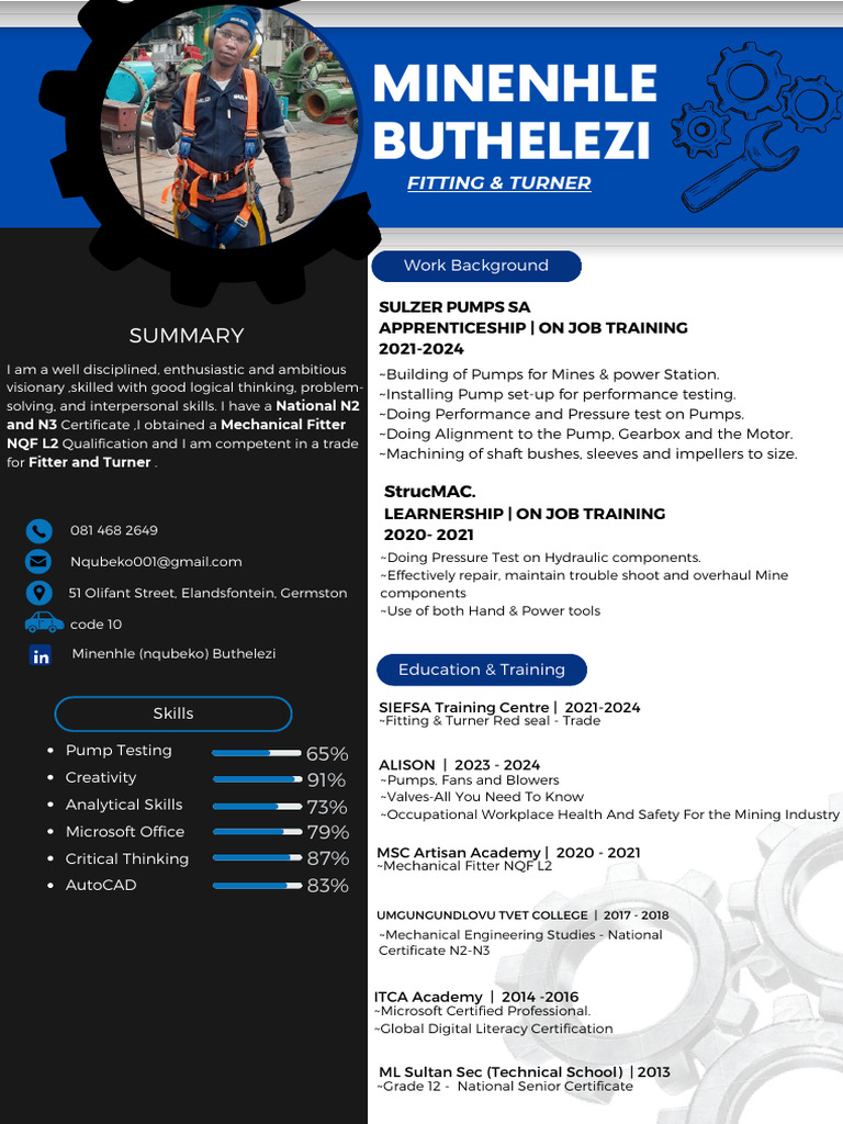Minenhle Buthelezi Resume | PDF | Mechanical Engineering